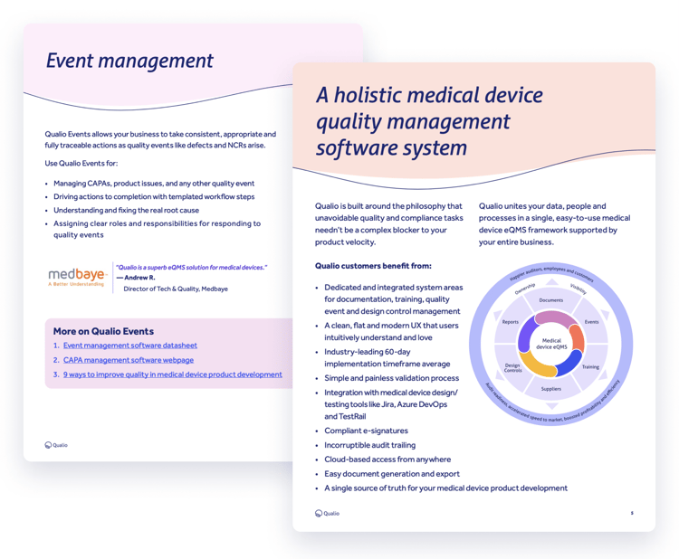 Medical device quality management software datasheet